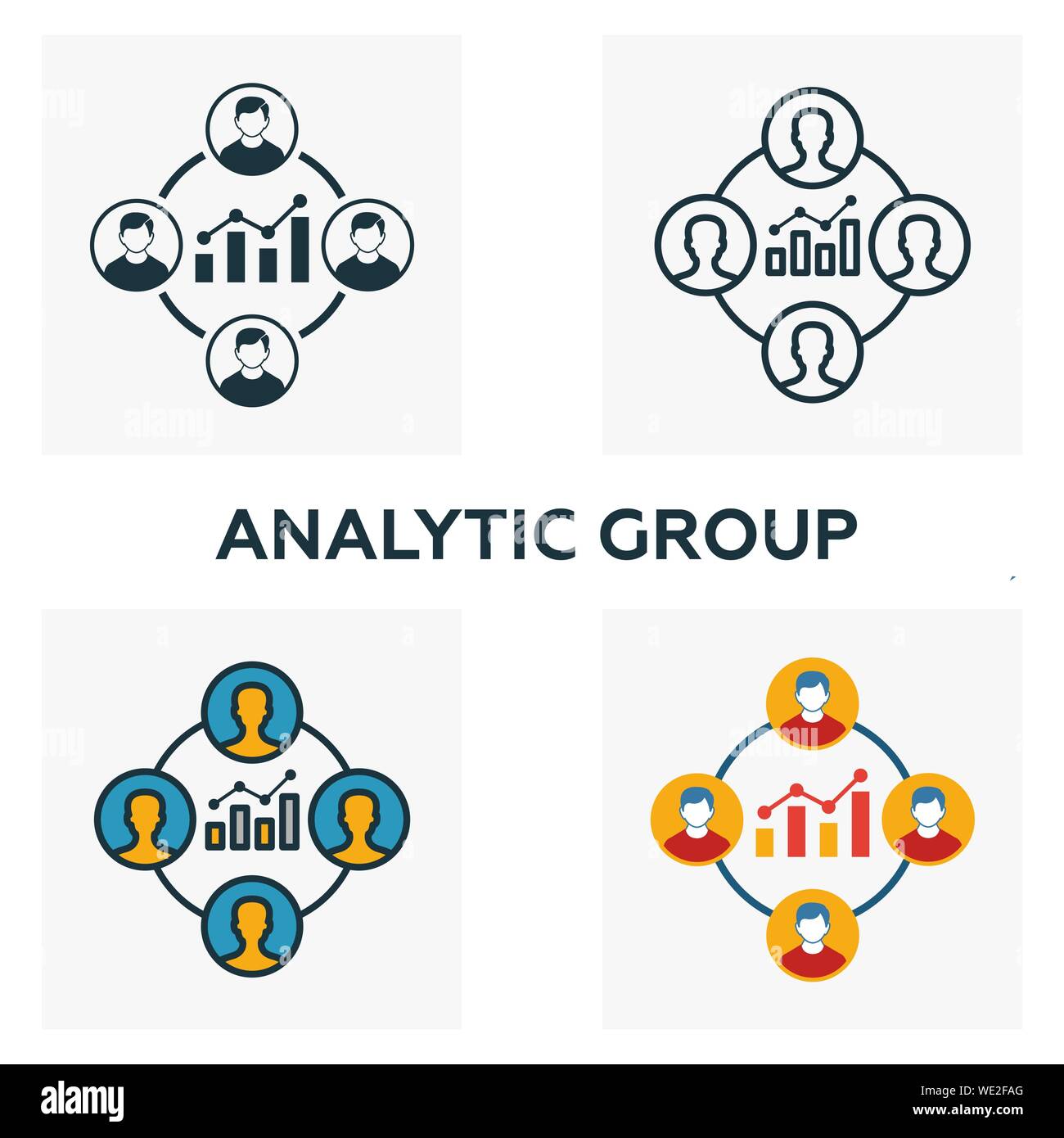 Analytic Group icon set. Four elements in diferent styles from business ...