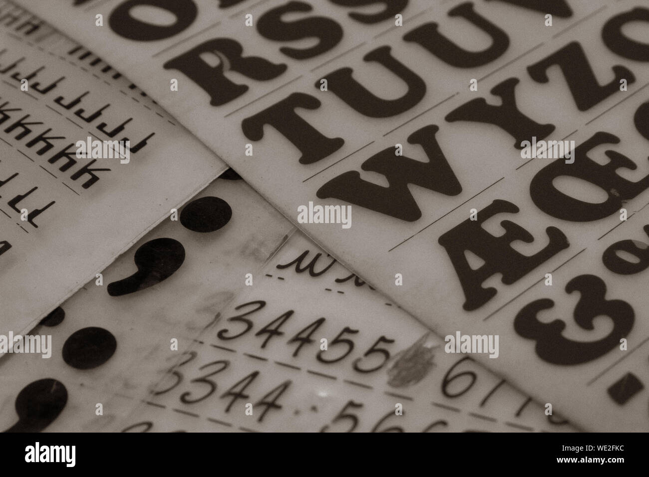 Retro transfer lettering, rub down letters Stock Photo - Alamy