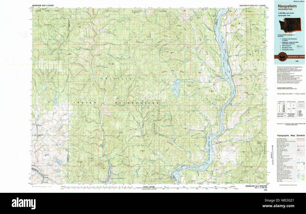USGS Topo Map Washington State WA Nespelem 242796 1984 100000 ...