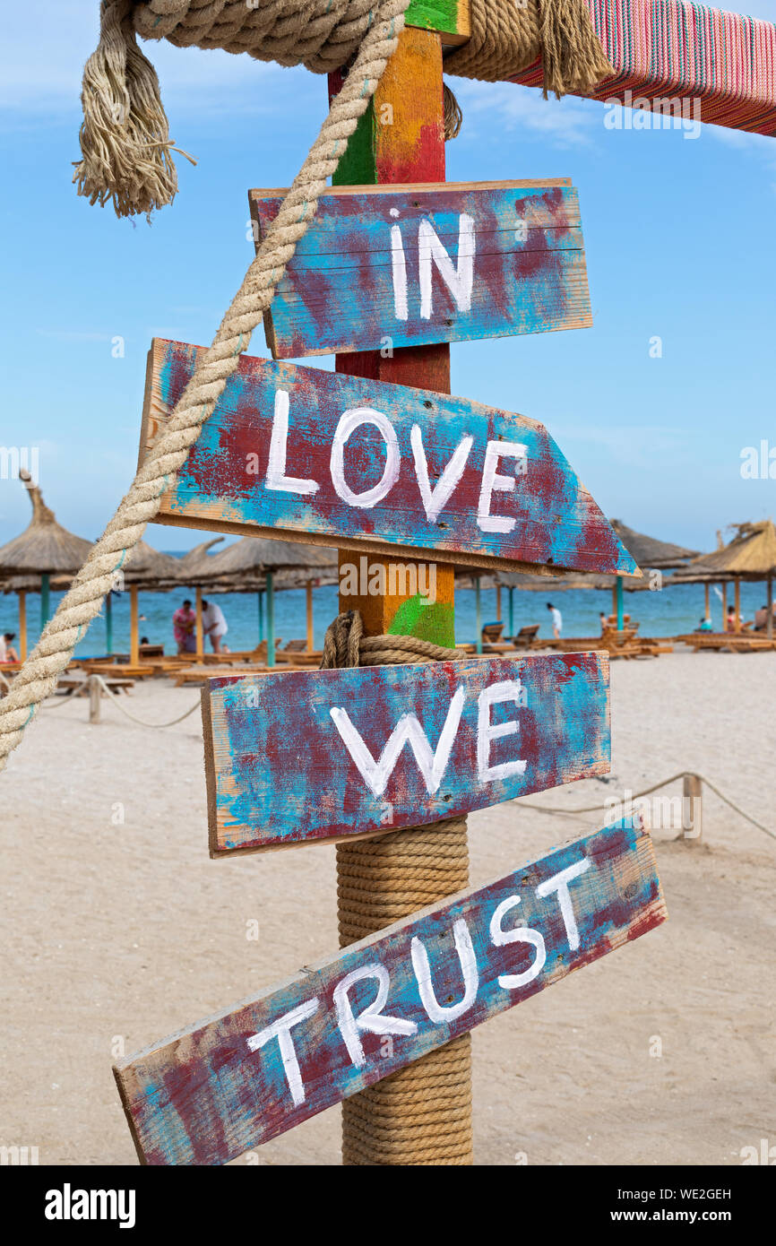 Beach Sign Quotes Quotes On Wooden Colorful Signs At Vama Veche Beach,