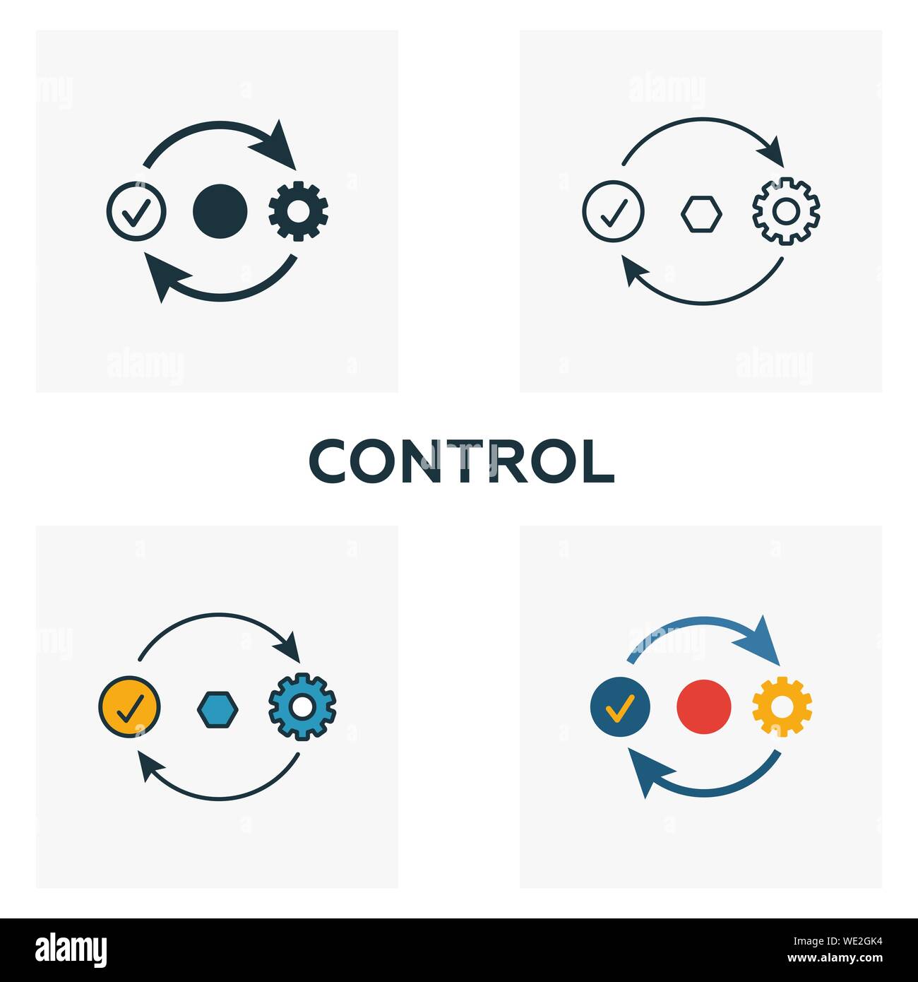 Control icon set. Four elements in diferent styles from business ...