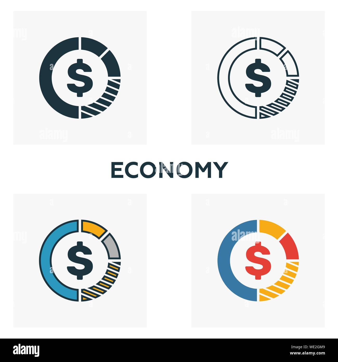 Economy icon set. Four elements in diferent styles from business ...