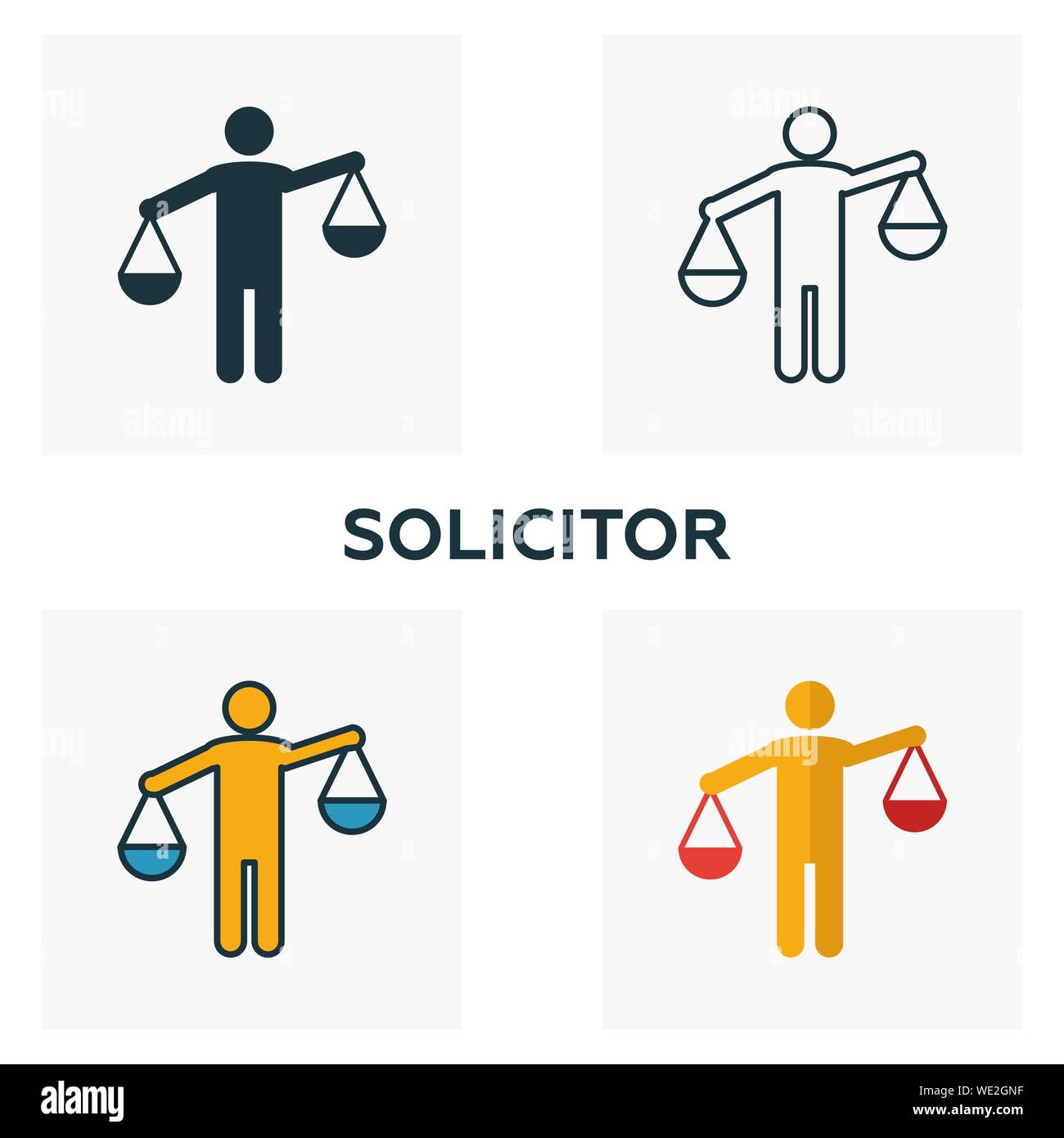 Solicitor icon set. Four elements in diferent styles from business ...
