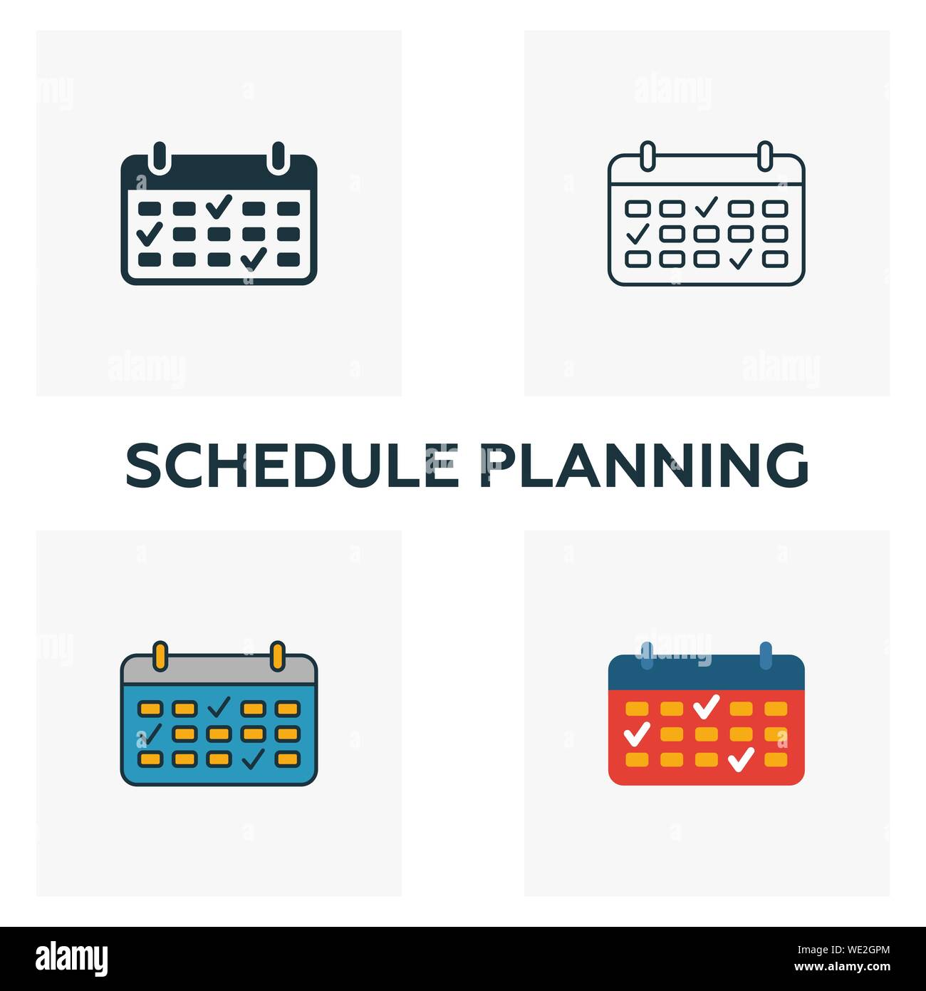 Schedule Planning icon set. Four elements in diferent styles from ...