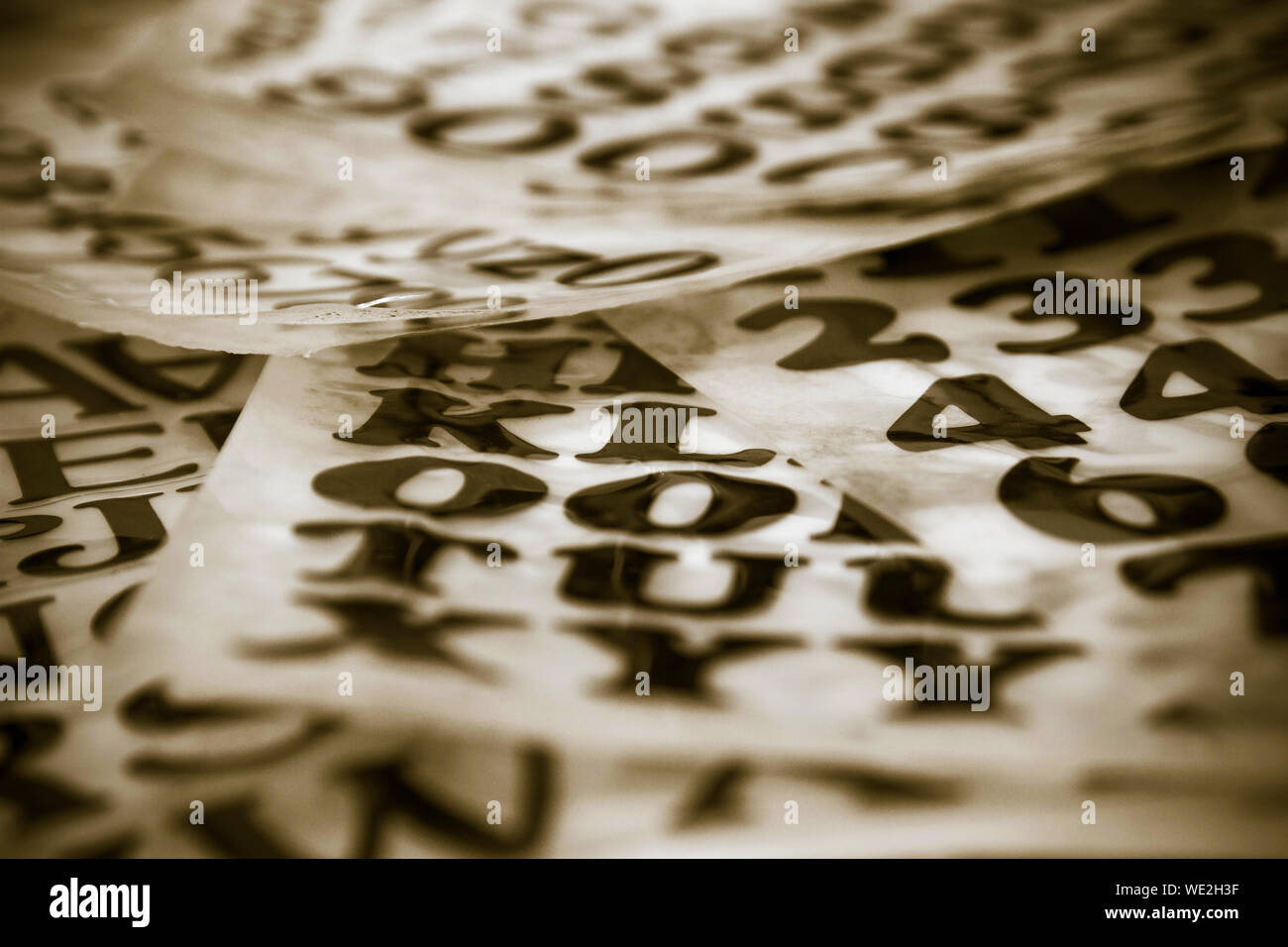 Retro transfer lettering, rub down letters Stock Photo - Alamy