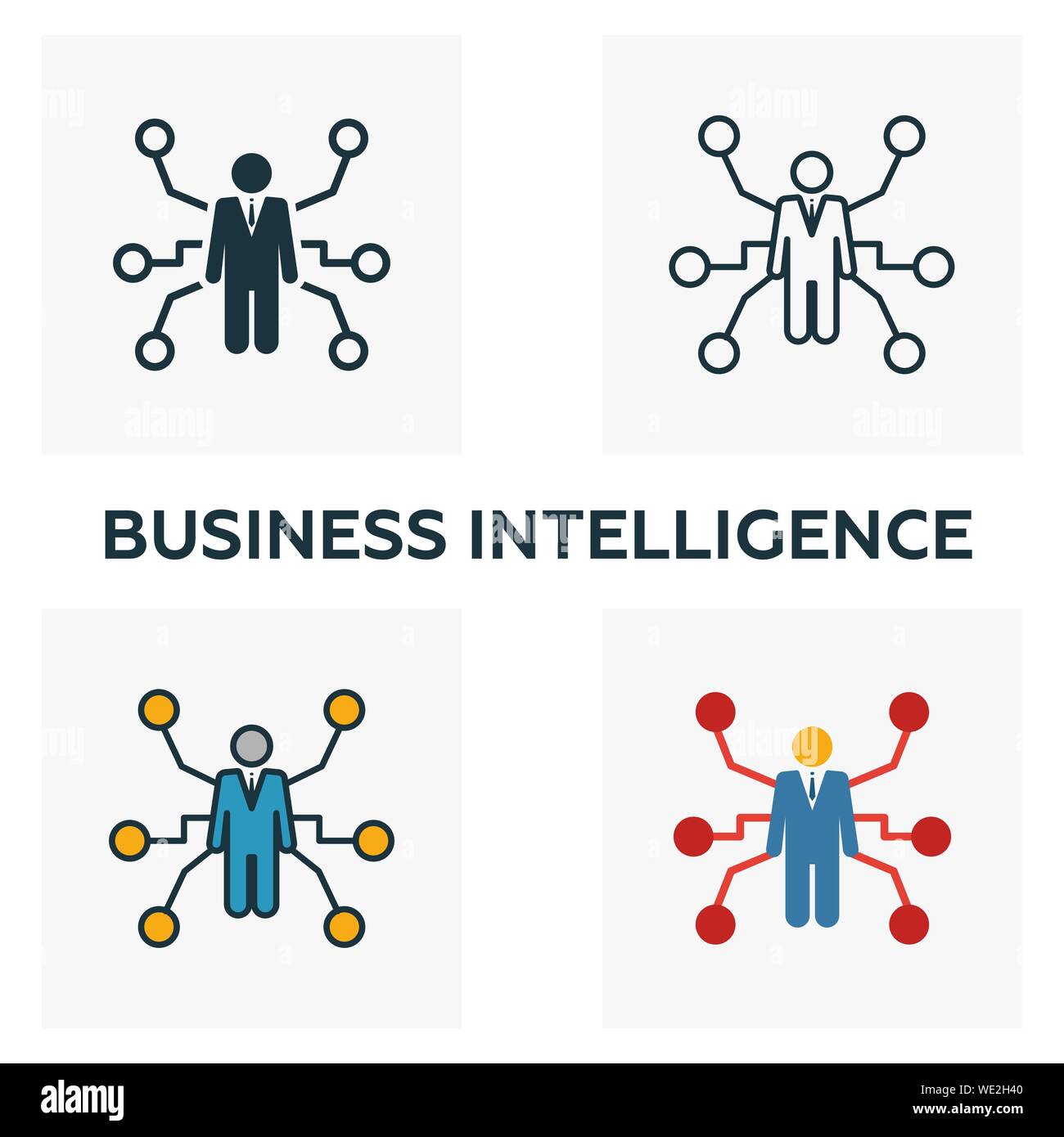 Business Intelligence icon set. Four elements in diferent styles from ...