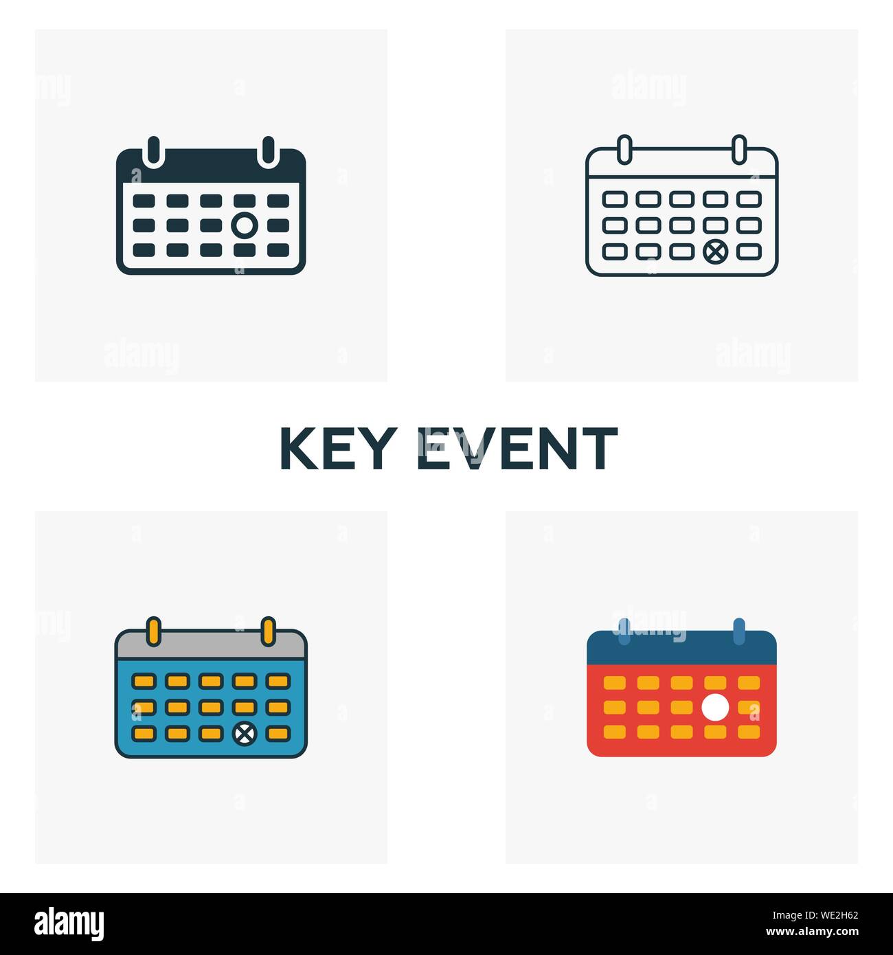 Key Event icon set. Four elements in diferent styles from business ...