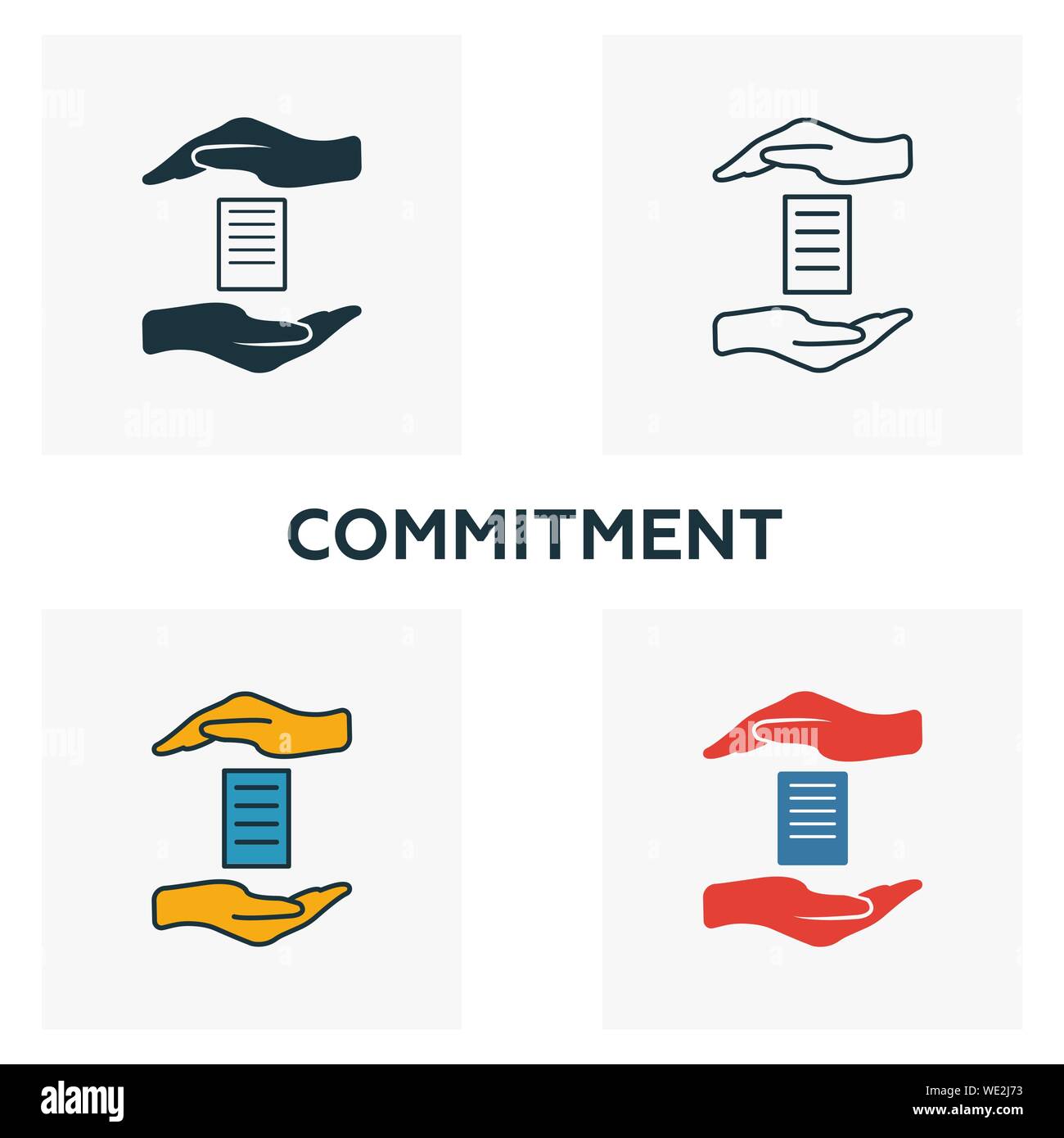 Commitment icon set. Four elements in diferent styles from business ... Commitment icon set. Four elements in diferent styles from business ...