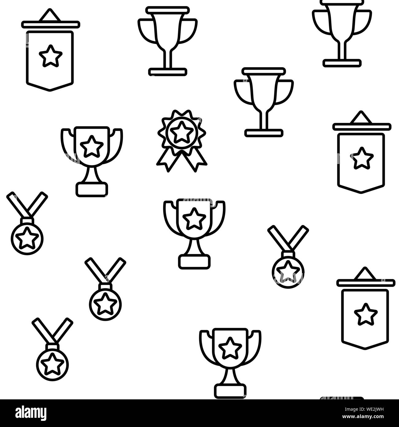 Trophies And Medals For First Place Vector Seamless Pattern Stock ...
