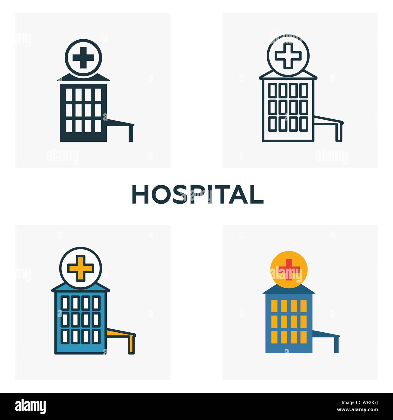 Hospital outline icon. Thin style design from city elements icons ... Hospital outline icon. Thin style design from city elements icons ...