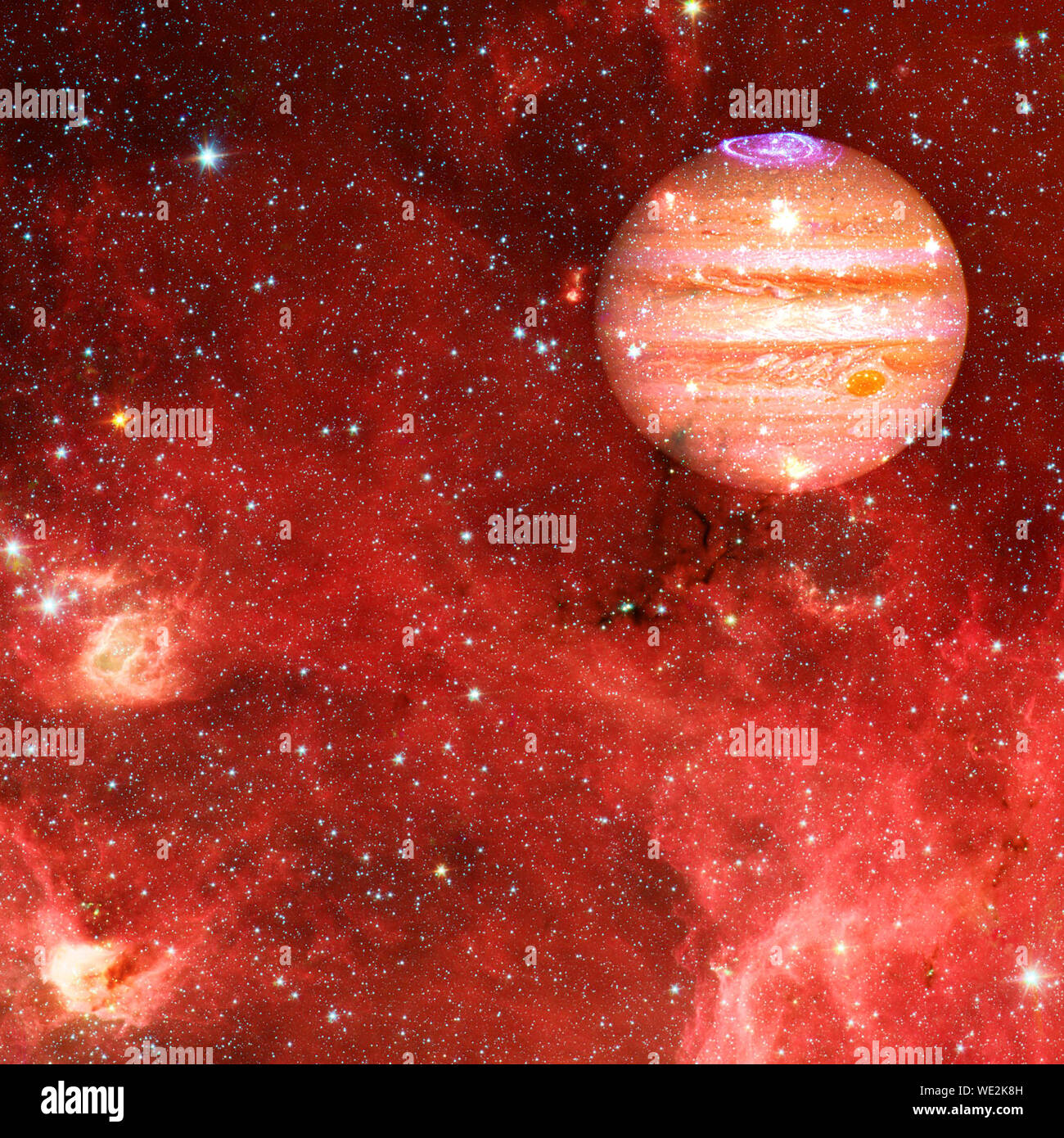 Planet Jupiter in the colorful starry universe. Elements of this image ...