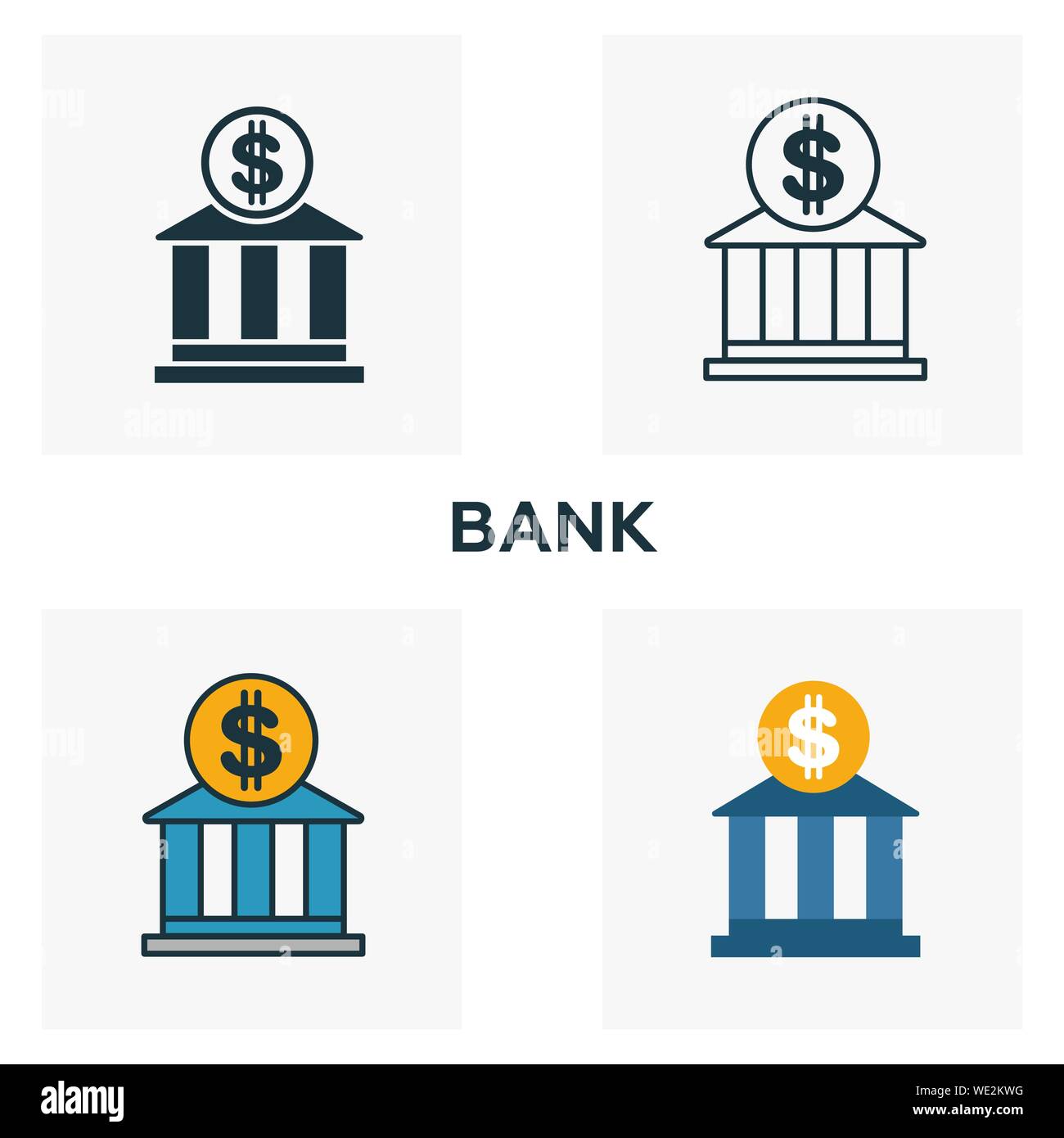 Bank outline icon. Thin style design from city elements icons ...