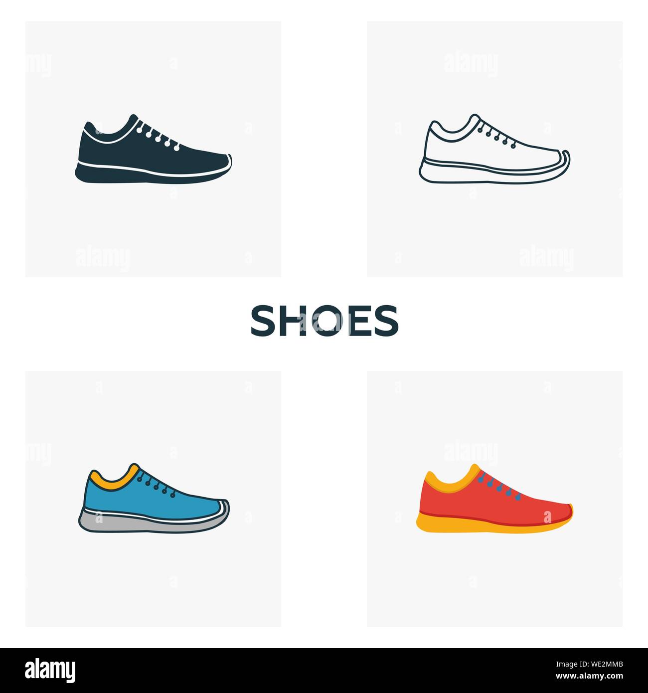 Shoes icon set. Four elements in diferent styles from clothes icons ...