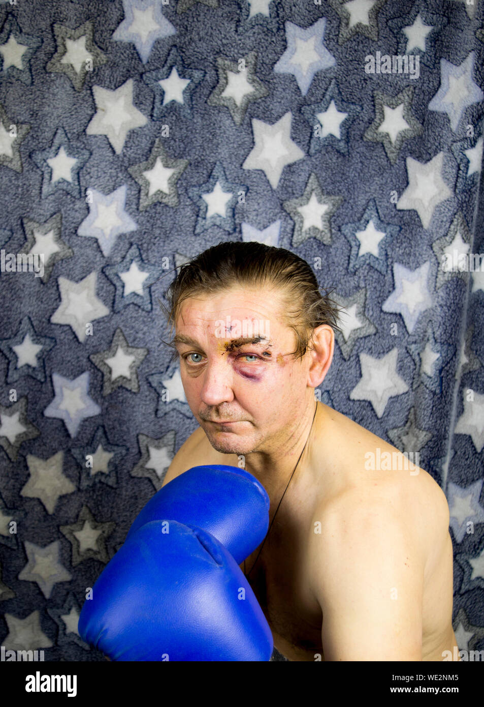 former boxer - in front of a boxer on a starry background with a ...