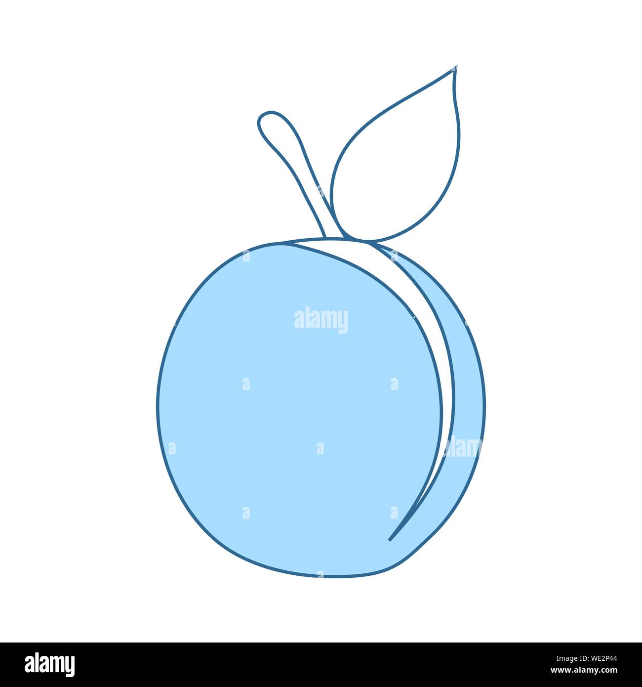 Icon Of Peach. Thin Line With Blue Fill Design. Vector Illustration ...