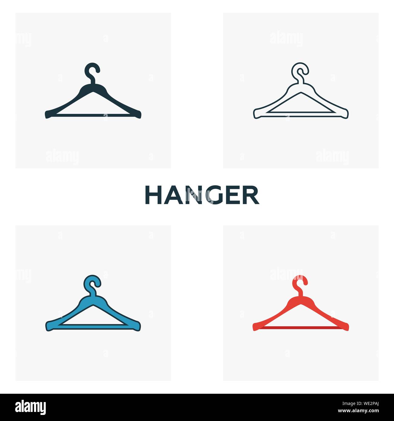 Hanger icon set. Four elements in diferent styles from clothes icons ...