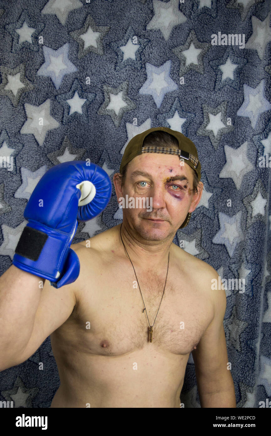 former boxer - in front of a boxer on a starry background with a ...