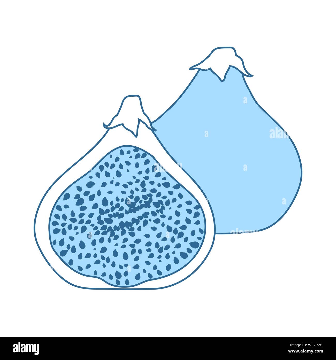 Icon Of Fig Fruit. Thin Line With Blue Fill Design. Vector Illustration ...