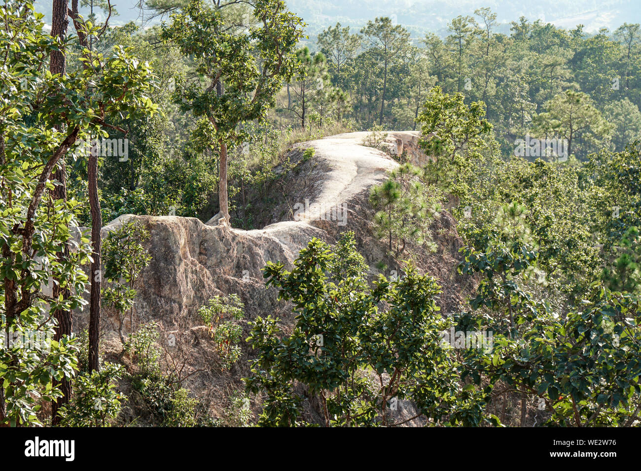 A narrow red ridges with steep sides valleys at Pai Canyon named Kong ...