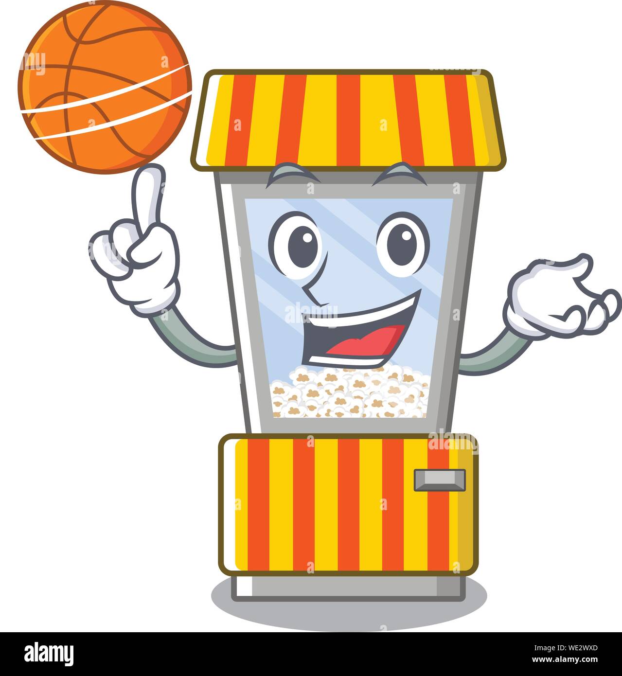 With basketball popcorn vending machine cartoon isolated mascot Stock ...
