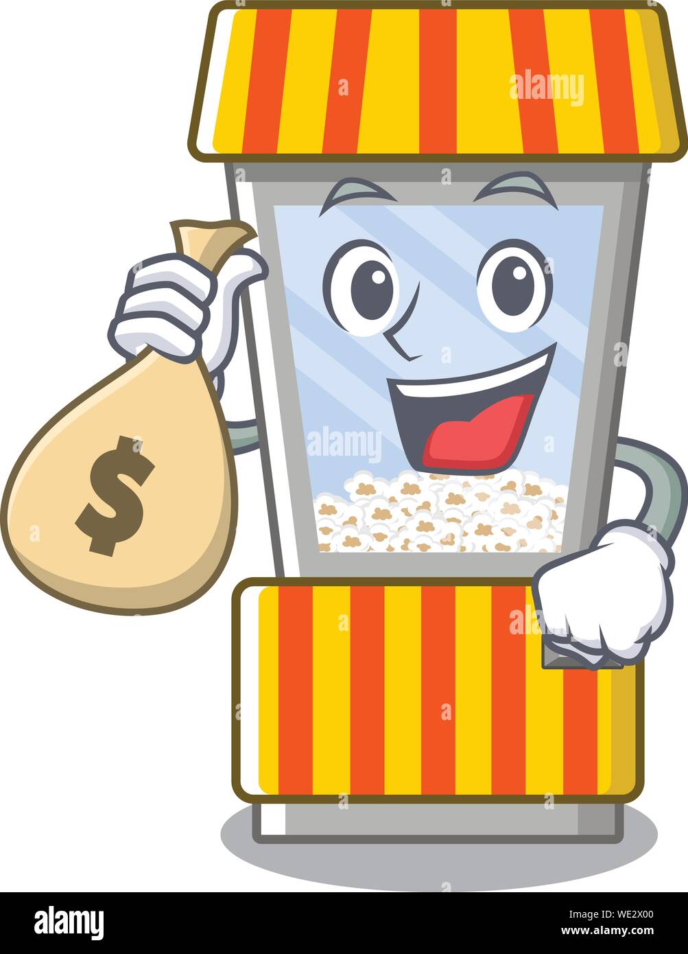 With money bag popcorn vending machine cartoon isolated mascot Stock ...