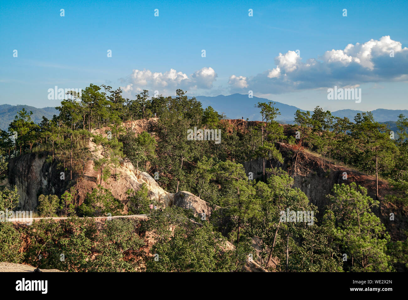 A narrow red ridges with steep sides valleys at Pai Canyon named Kong ...