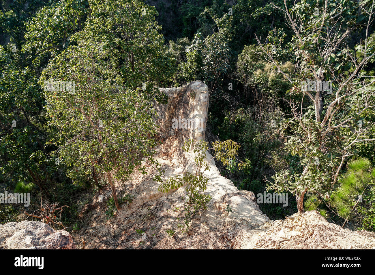 A narrow red ridges with steep sides valleys at Pai Canyon named Kong ...