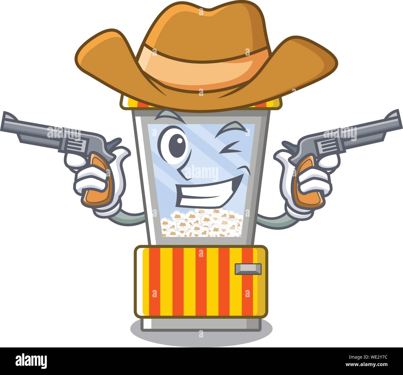 Cowboy popcorn vending machine cartoon isolated mascot Stock Vector ...