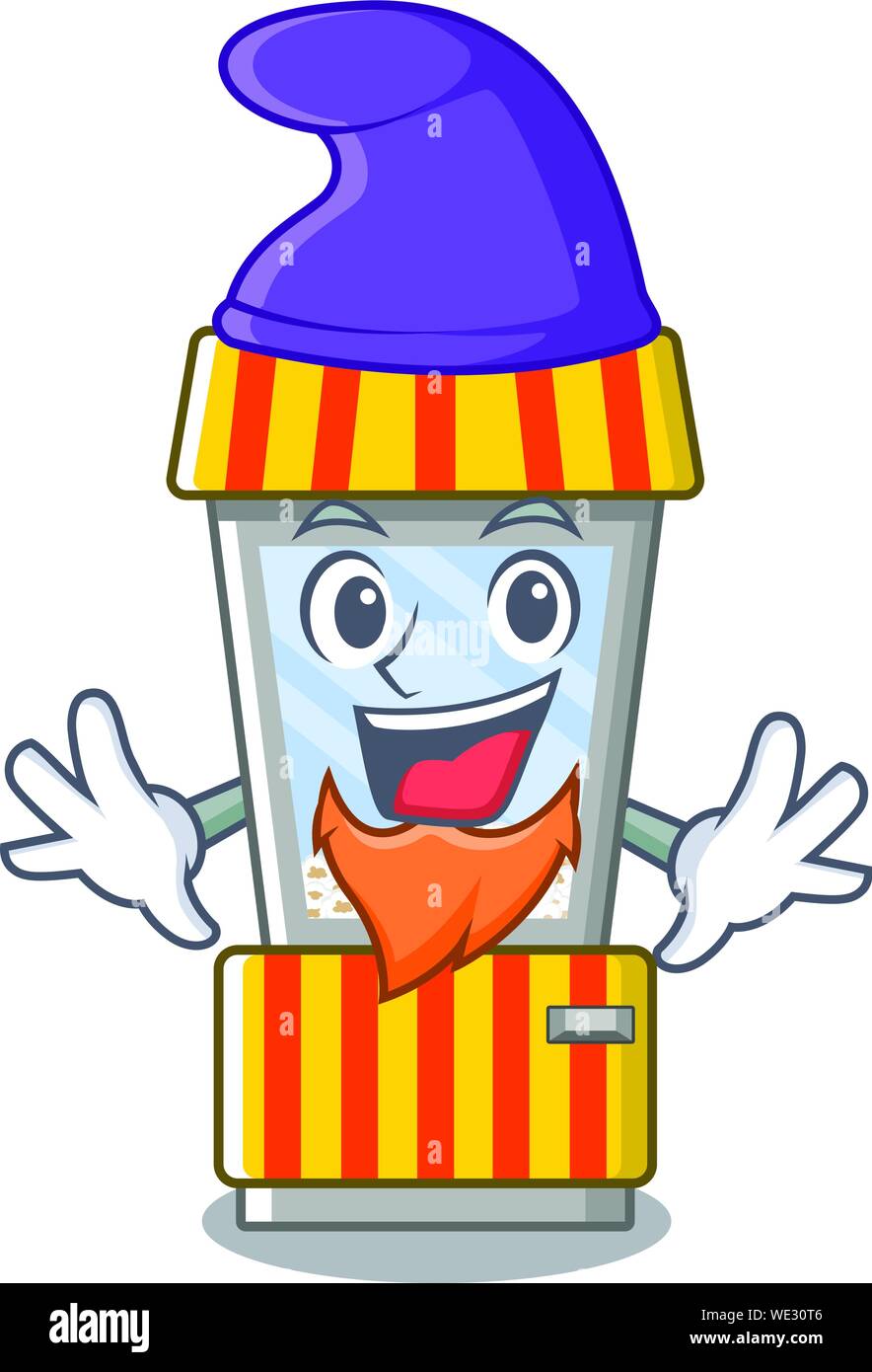 Elf popcorn vending machine cartoon isolated mascot Stock Vector Image ...