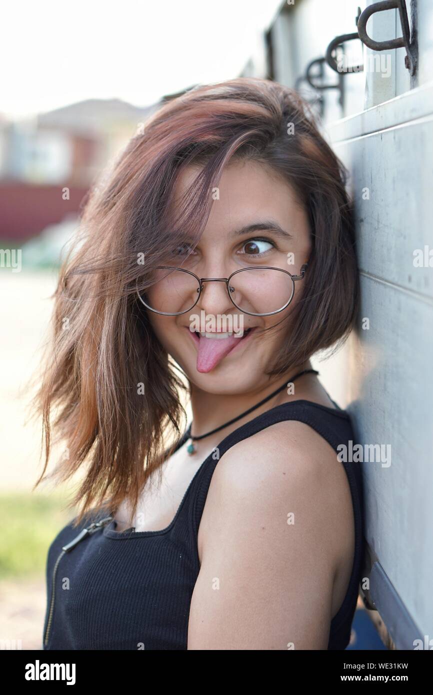 Close up of face and tongue hi-res stock photography and images - Alamy