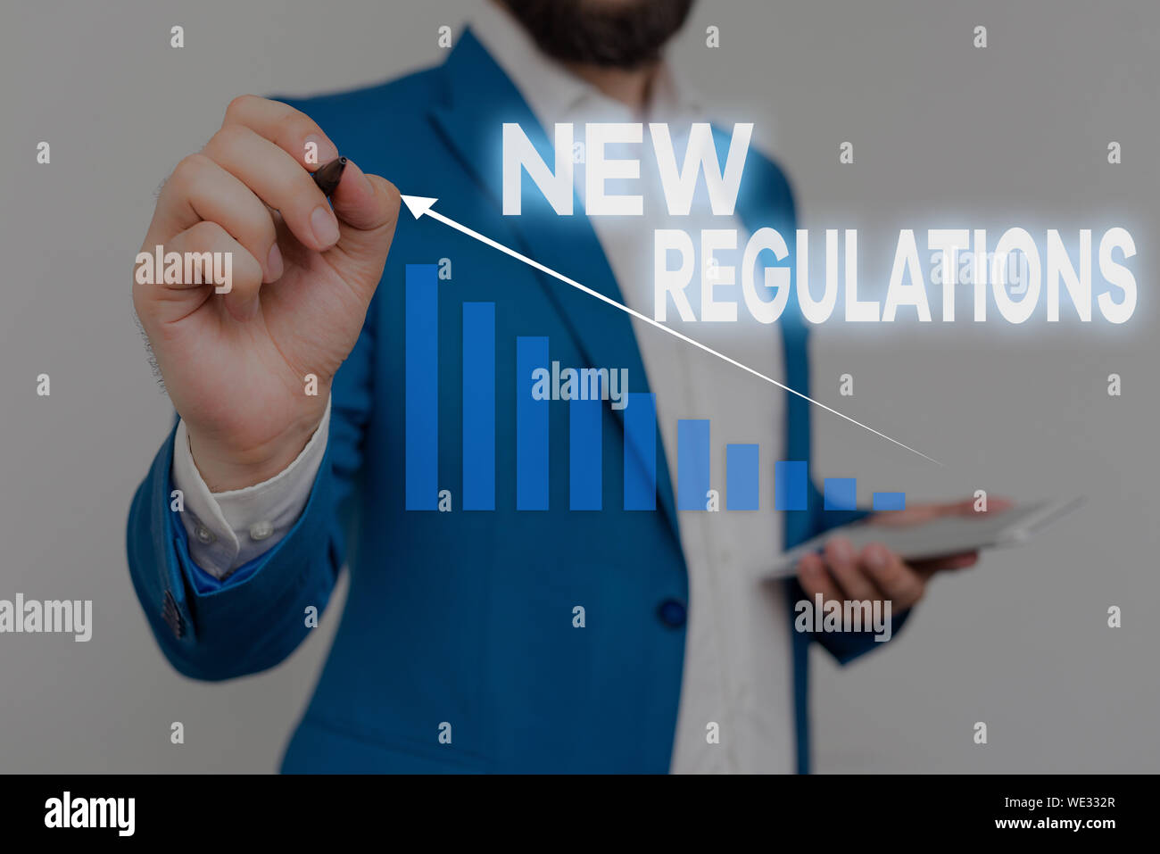 Writing note showing New Regulations question. Business concept for ...