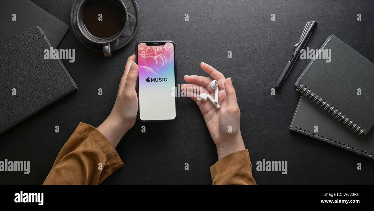 CHIANG MAI, THAILAND - AUGUST 30, 2019: female hand holding iPhone with ...