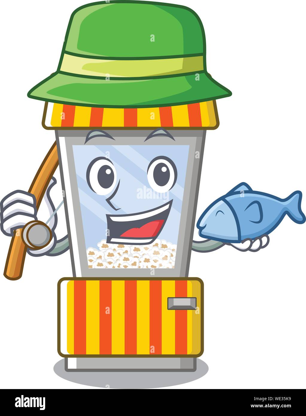 Fishing popcorn vending machine is formed cartoon Stock Vector Image ...