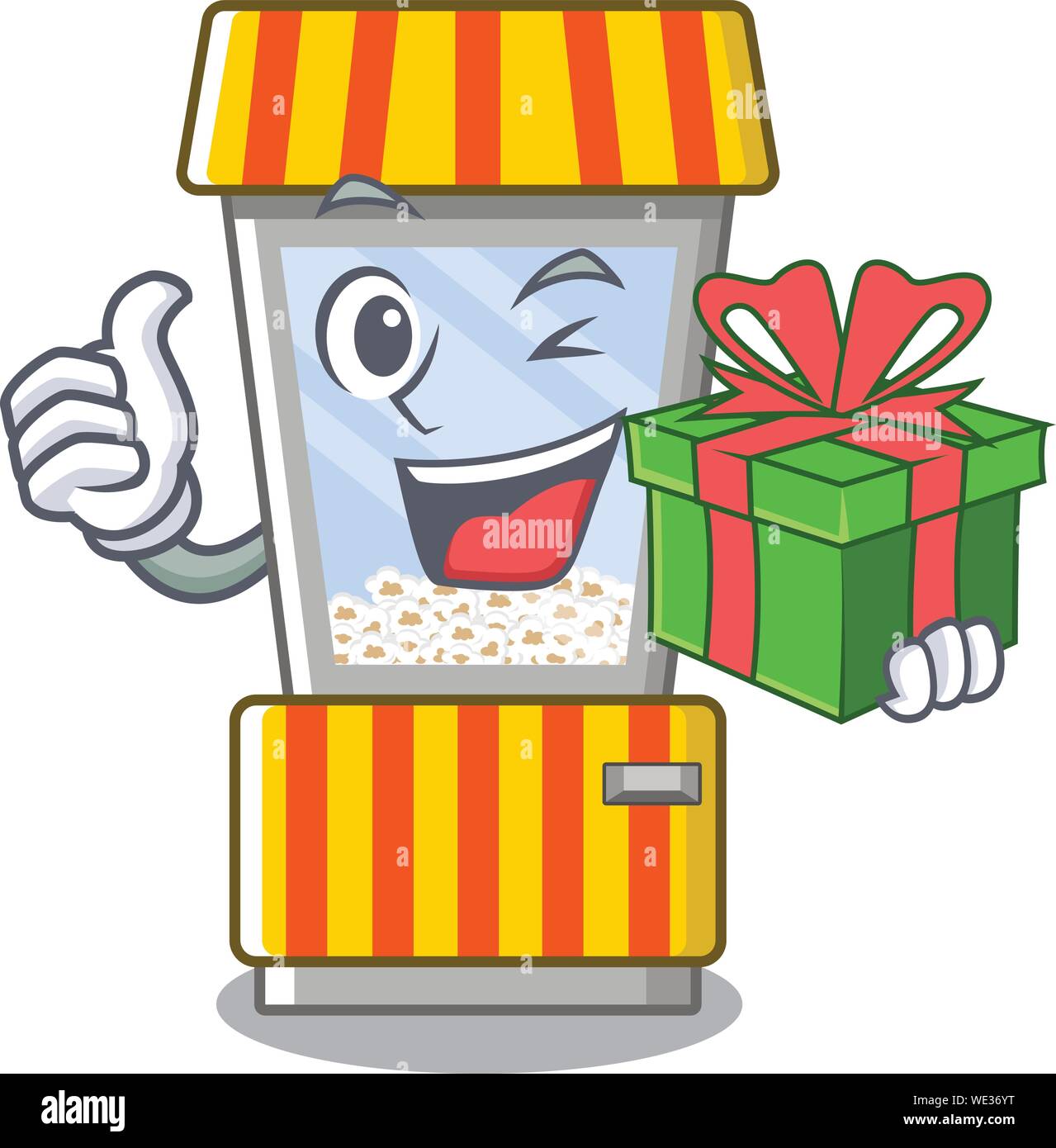 With gift popcorn vending machine is formed cartoon Stock Vector Image ...