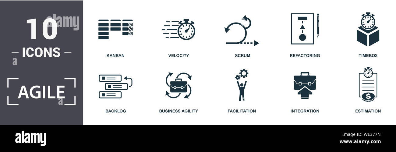 Agile icon set. Contain filled flat Backlog ,Business Agility ... Agile icon set. Contain filled flat Backlog ,Business Agility ...