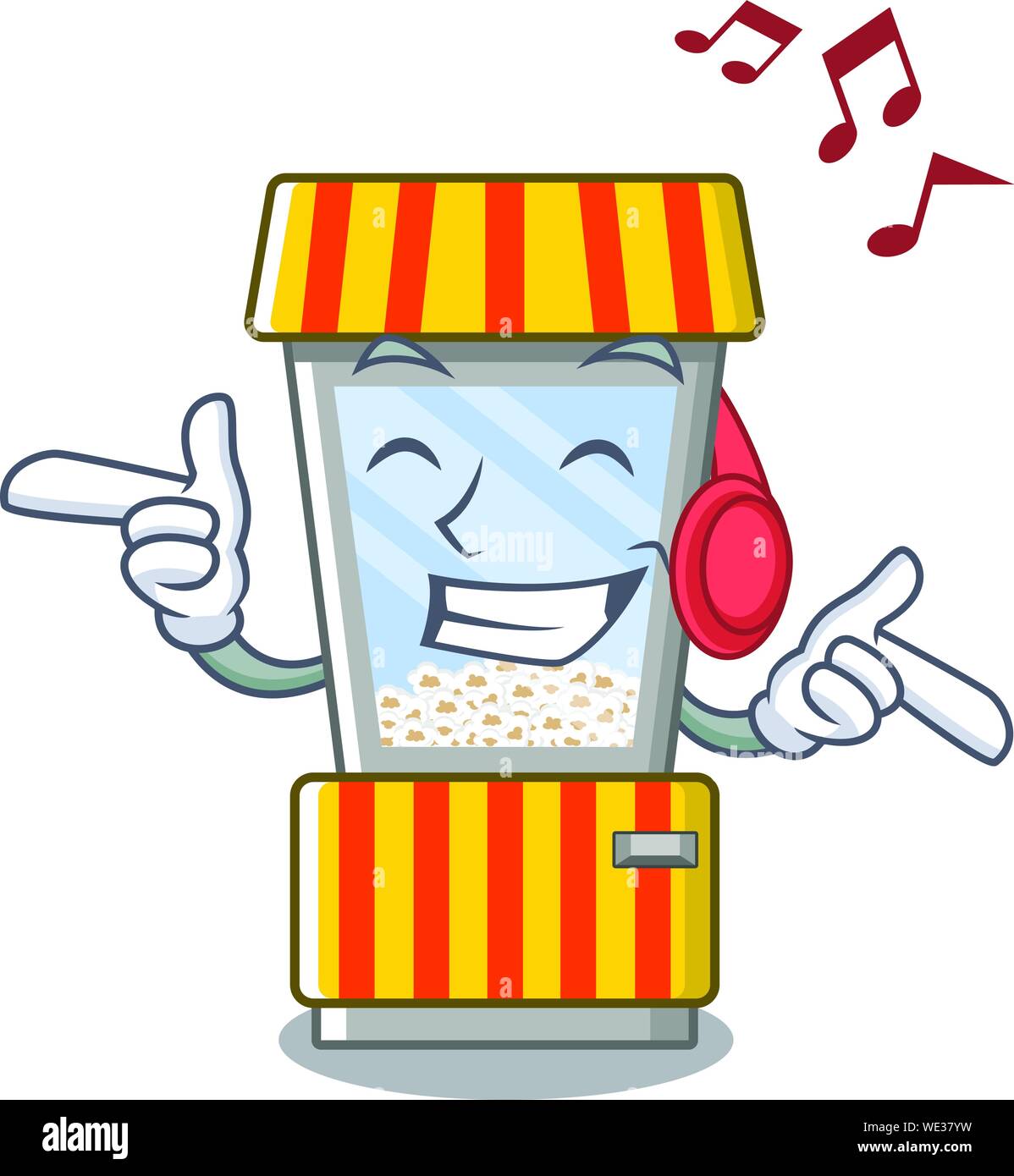 Listening music popcorn vending machine is formed cartoon Stock Vector ...