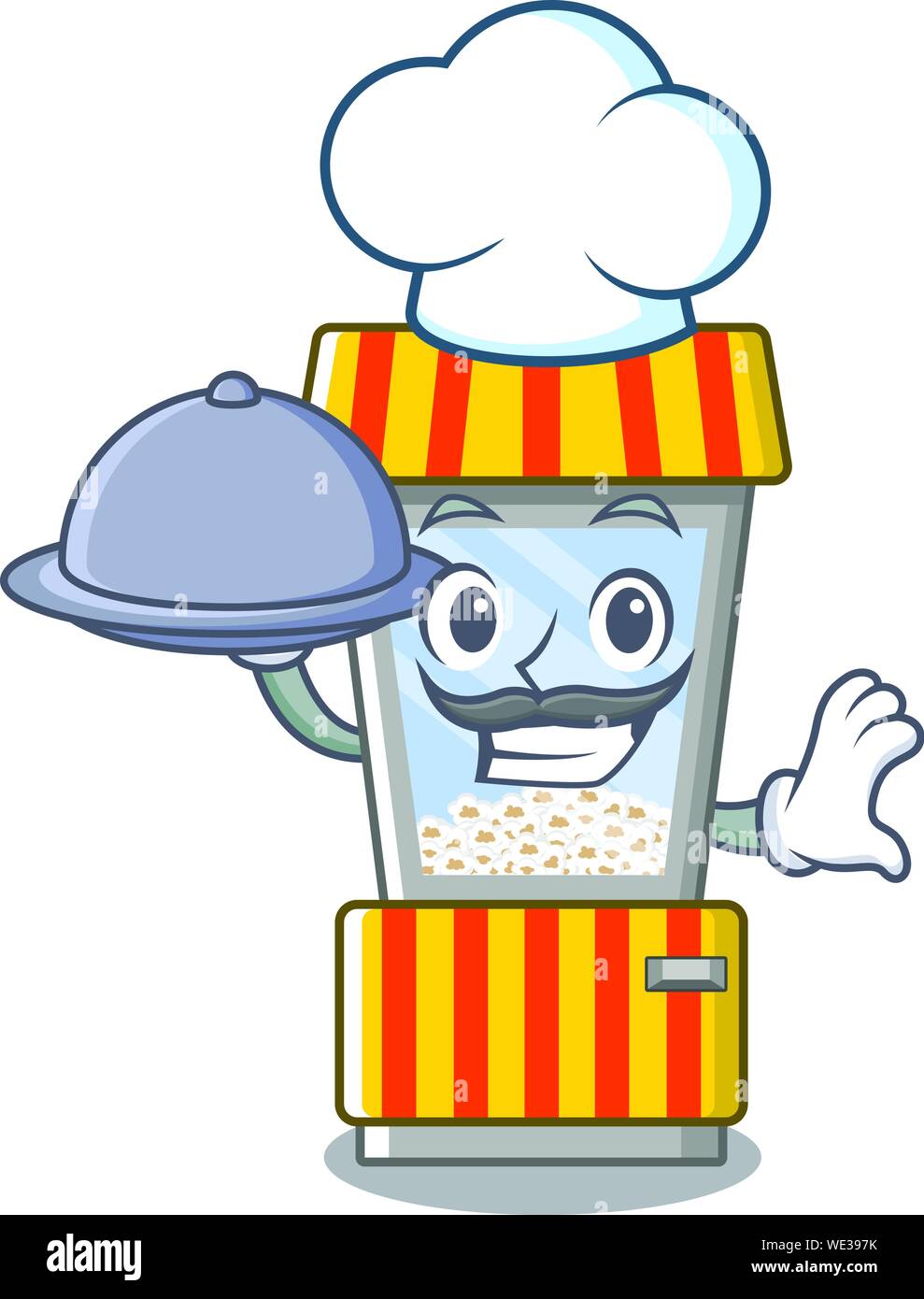 Chef with food popcorn vending machine is formed cartoon Stock Vector ...
