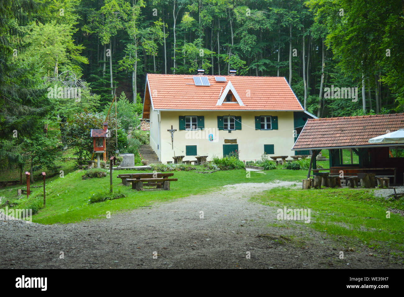 Wooden hut trees in forest architecture hi-res stock photography and ...