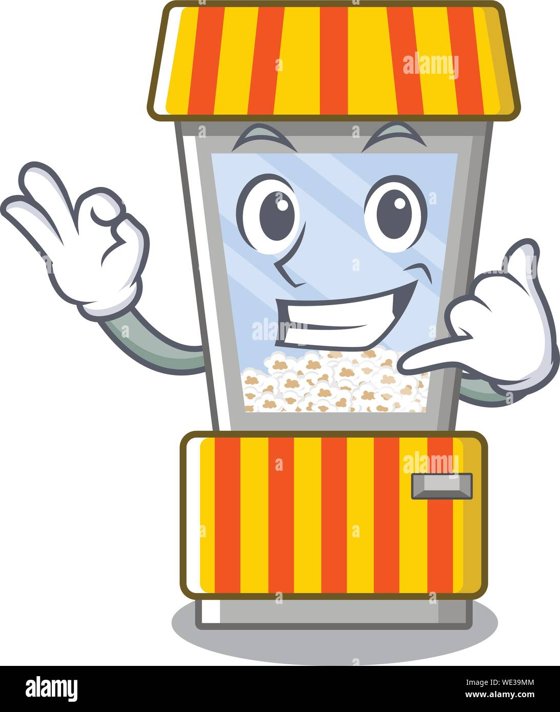 Call me popcorn vending machine in mascot shape Stock Vector Image ...
