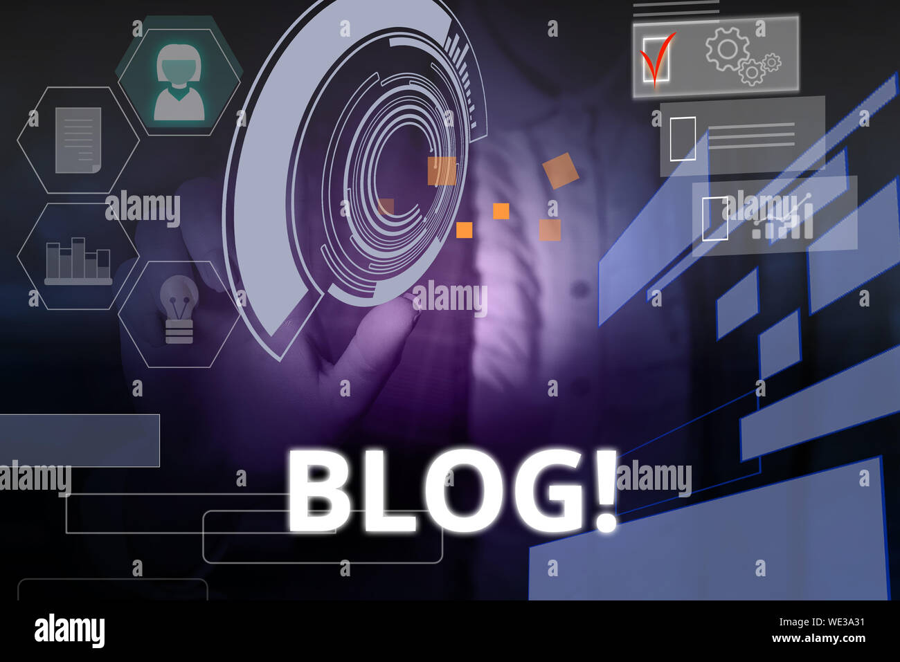 Writing note showing Blog. Business concept for regularly updated website web page run by ...