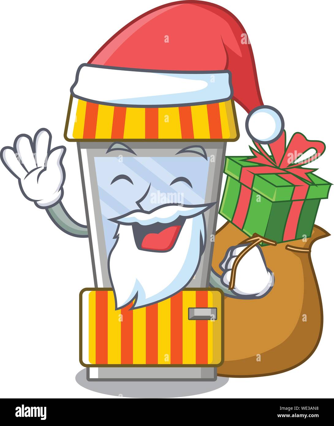 Santa with gift popcorn vending machine in mascot shape Stock Vector ...
