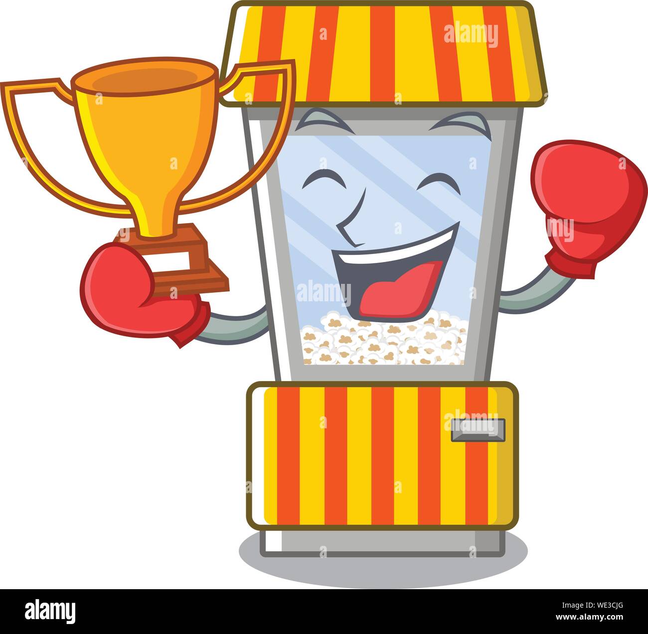 Boxing winner popcorn vending machine in mascot shape Stock Vector ...