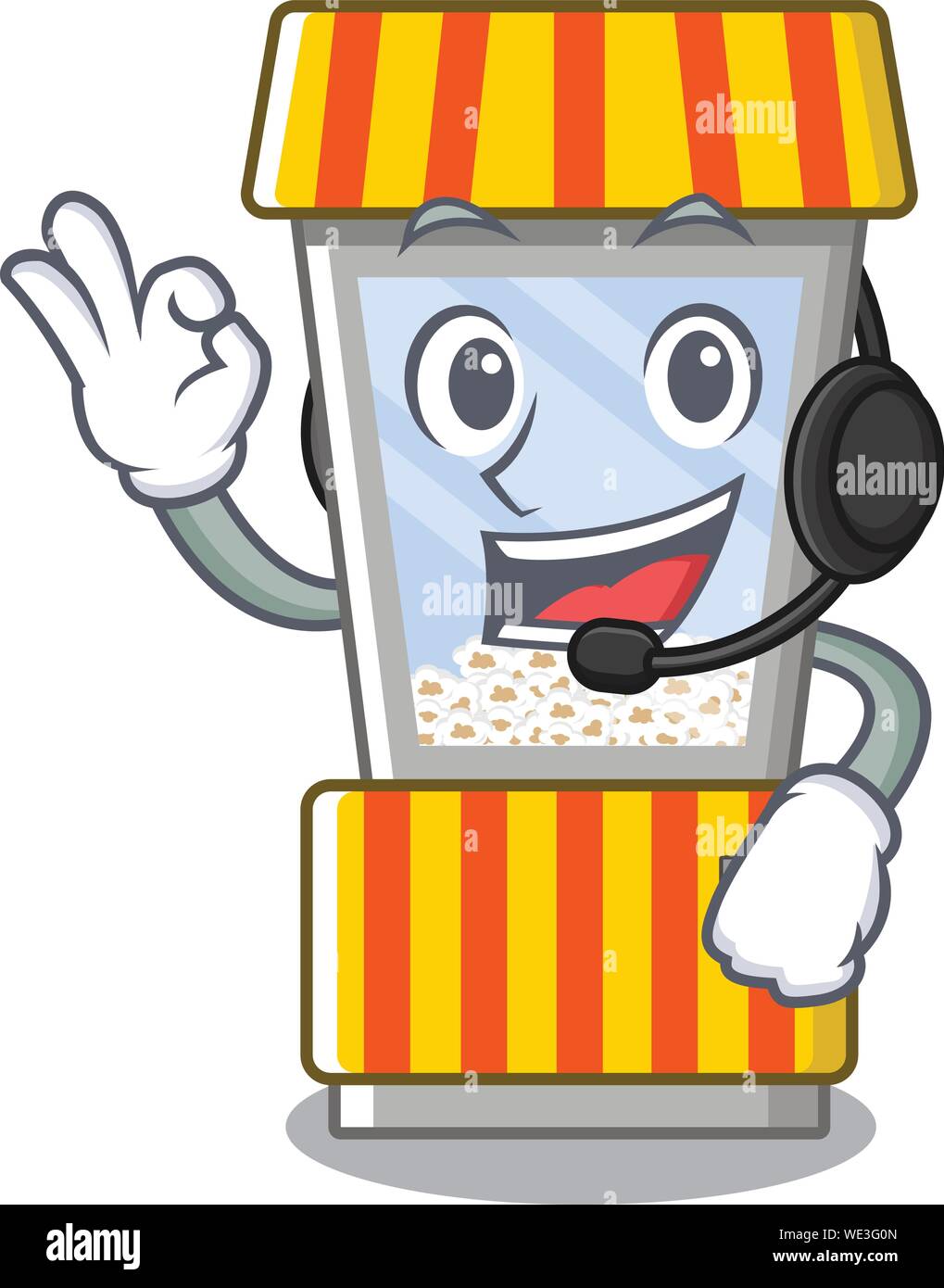With headphone popcorn vending machine in mascot shape Stock Vector ...