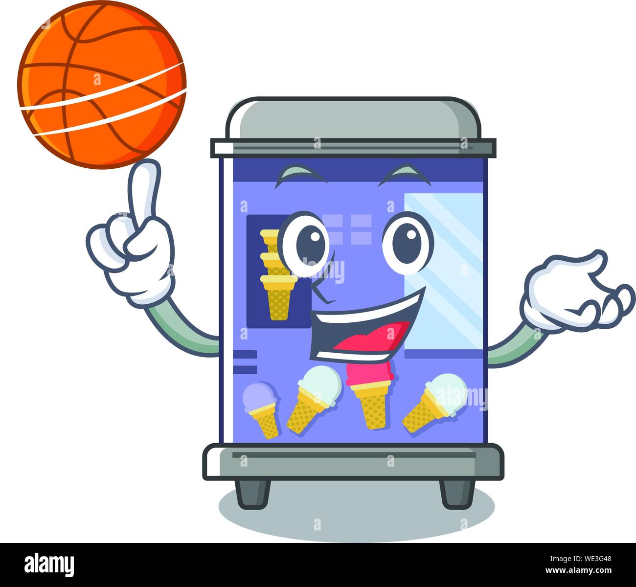 With basketball ice cream vending machine cartoon formed character ...