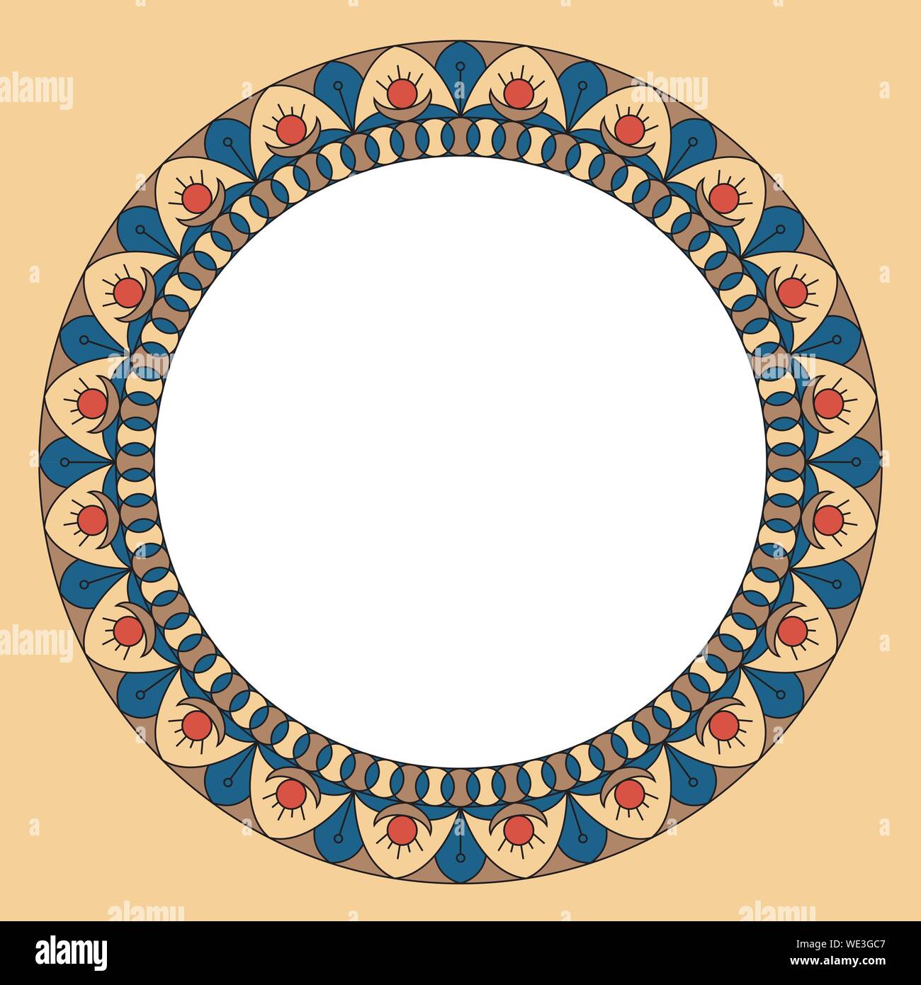 Geometric folklore ornament. Ethnic vector texture. Circular border in ...