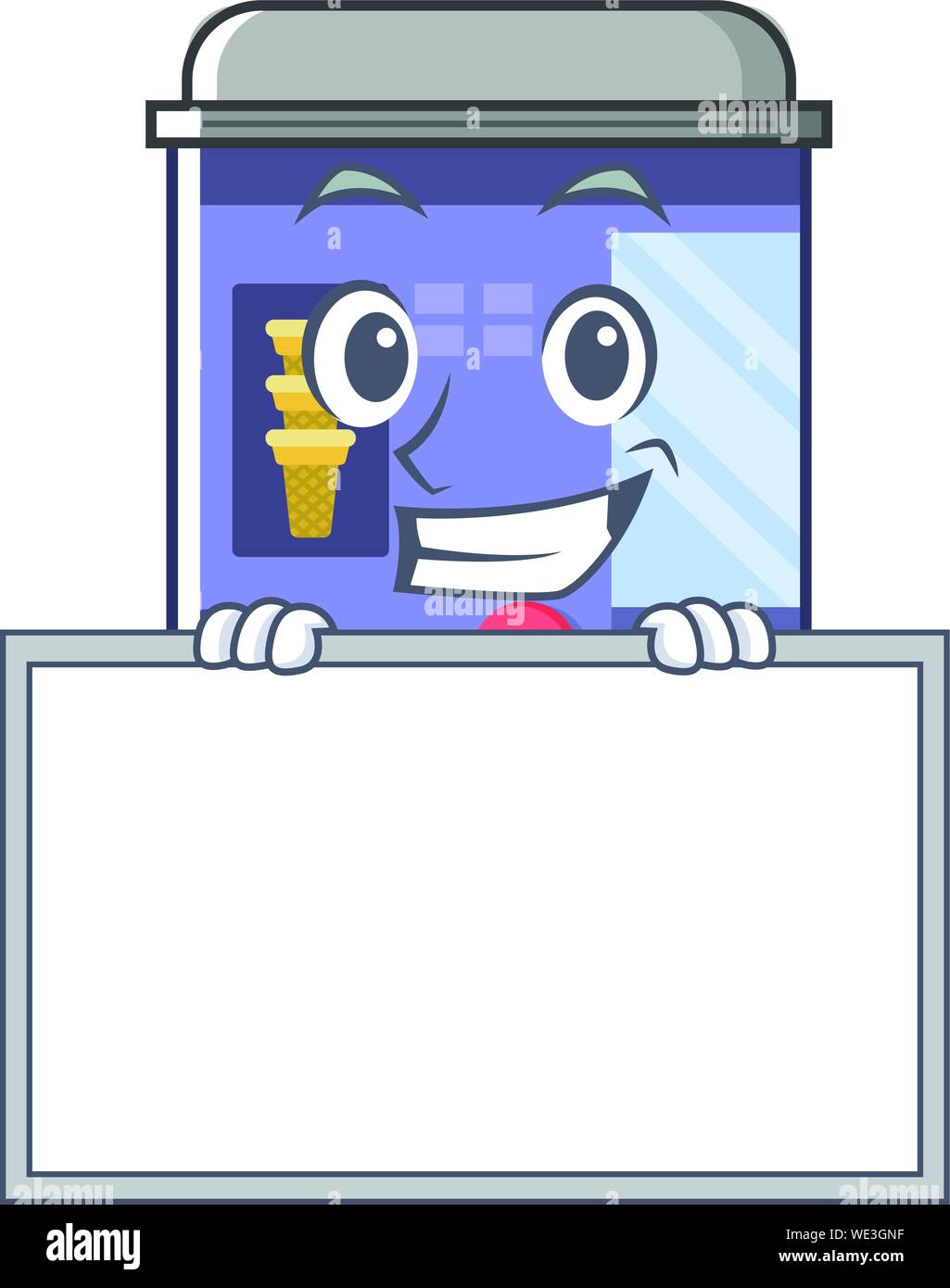 Grinning with board ice cream vending machine cartoon formed character ...