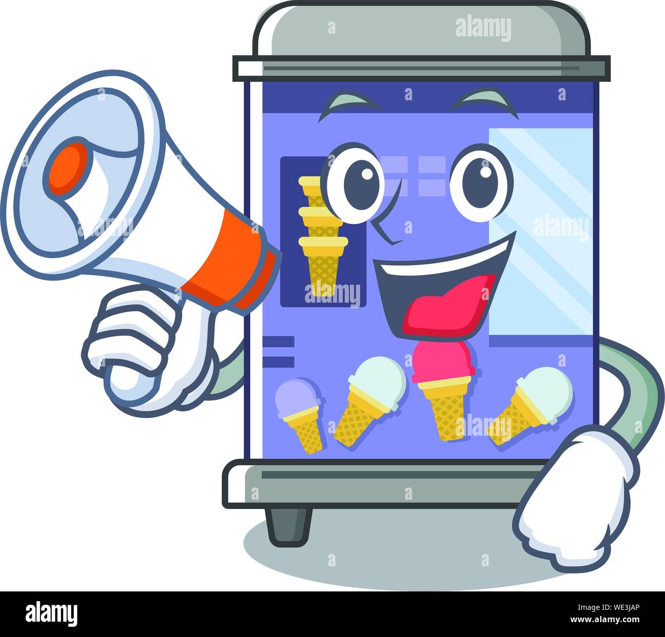 With megaphone ice cream vending machine cartoon formed character Stock ...