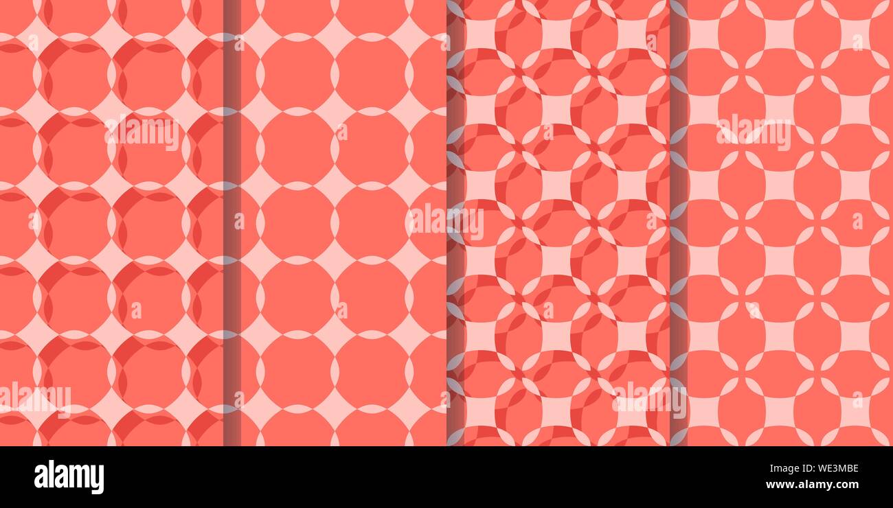 Set of four seamless patterns with abstract shapes depicting a grid ...