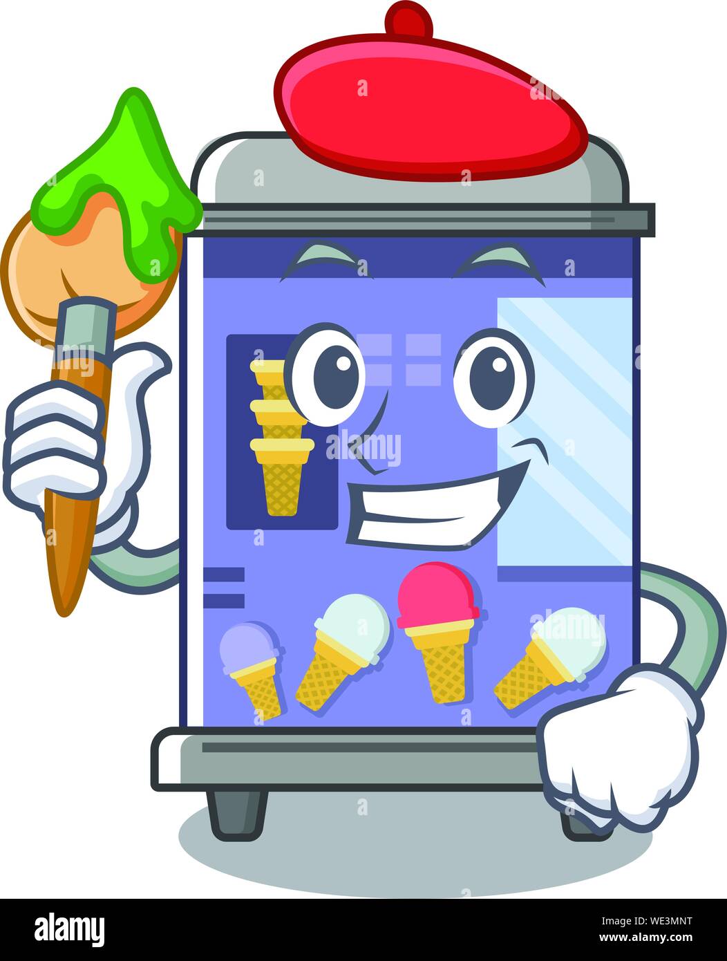 Artist ice cream vending machine cartoon formed character Stock Vector ...