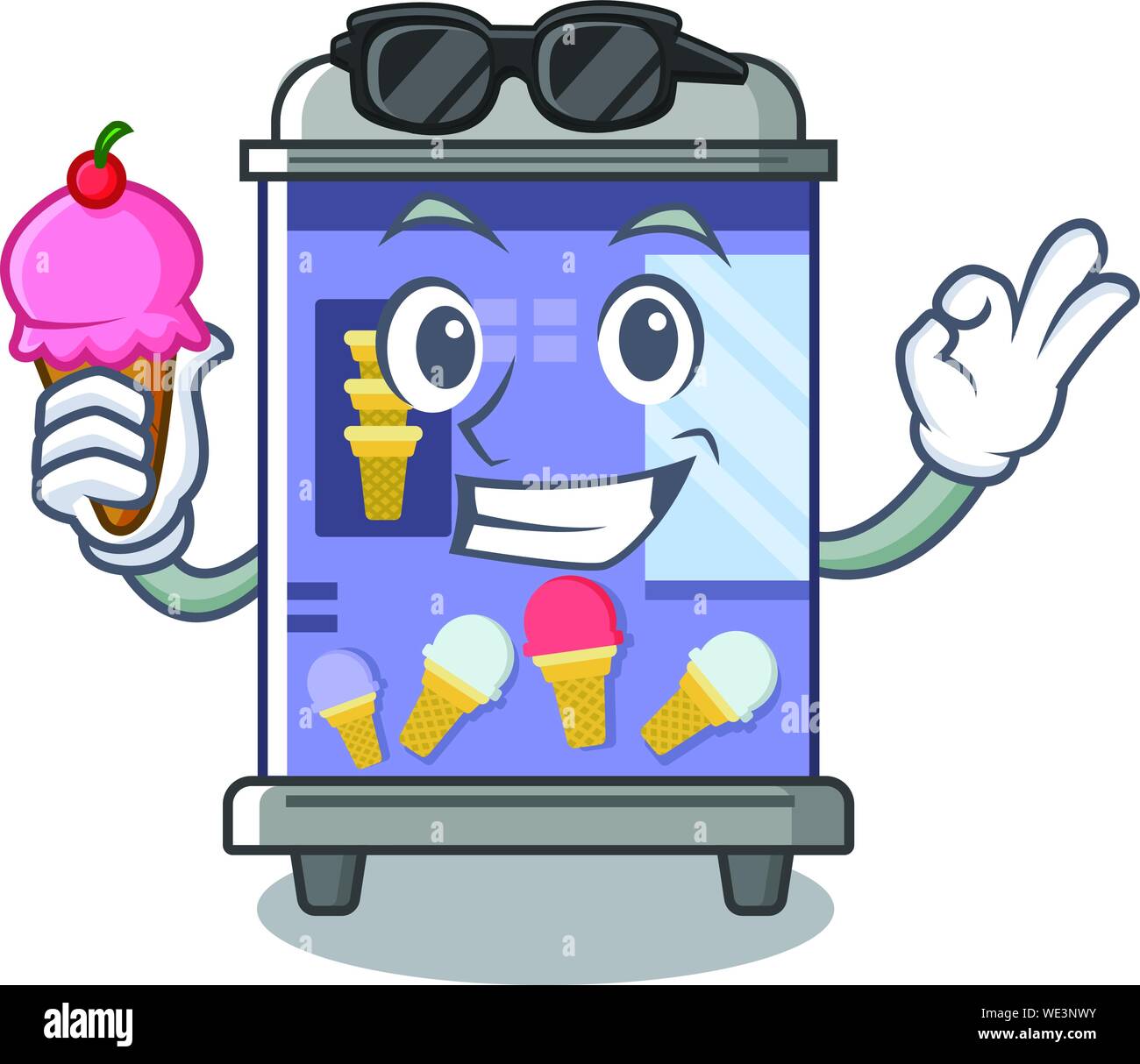 With ice cream ice cream vending machine isolated the cartoon Stock ...